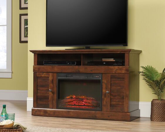 Sauder Harbor View Entertainment Fireplace Credenza 422993 Curado Cherry
