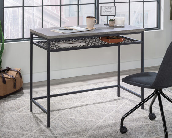 Sauder Writing Desk with Storage in Slate Gray 431311