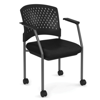 OfficeSource | Aero | Guest or Side Chair with Arms, Black Fabric Seat ...